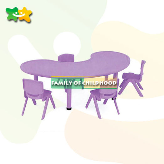 Plastic tables moon shape kid tables for kindergarten