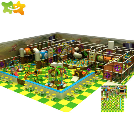 Kids Indoor tunnel Playground with Trampoline park adventure equipment