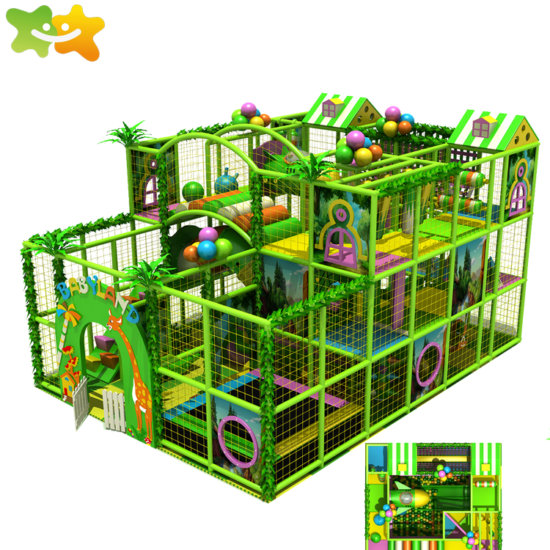 Kids Indoor tunnel Playground with Trampoline park adventure equipment
