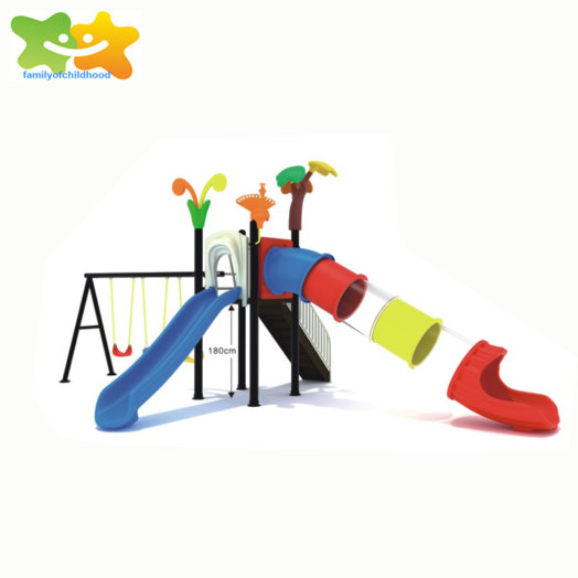 Preschool baby games toy long plastic slide and swing set for sale